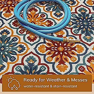 Well Woven Dorado Devotion Beige Modern Floral 5'3" x 7'3" High-Low Indoor/Outdoor Area Rug