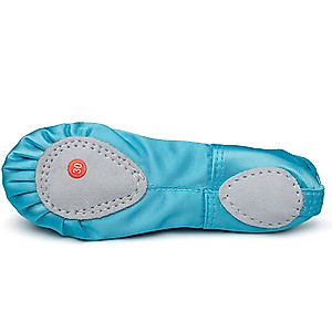 MSMAX Women's Ballet Shoes Satin Split Sole Performa Flats Blue 6 M Women