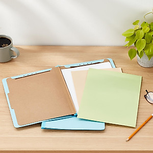 Amazon Basics Classification Folder- 100% Recycled, 2 Dividers, 2" Embedded, Letter, Light Blue, 10 per Box