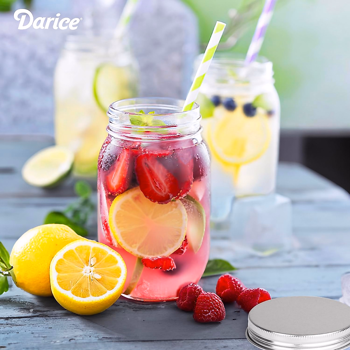 Darice 8 oz Plastic Mason Jars with Airtight Screw on Lid - Refillable Clear Plastic Jars Containers for Kitchen and Household Storage, BPA-Free Jars with Lids, Pack of 12