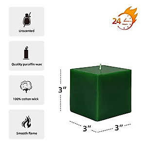 Zest Candle 3 by 3-Inch, Hunter Green Square Pillar Candle, 3" L x 3" W x 3" H