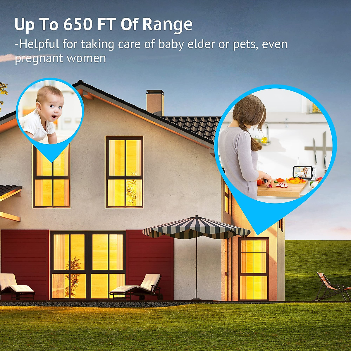 LaView 5" Color LCD Screen Baby Monitor with Mount,1080p HD Baby Monitor with Camera and Audio, Pan-Tilt Baby Camera Monitor,Infrared Night Vision,Two-Way Talk,Lullabies and Room Temperature