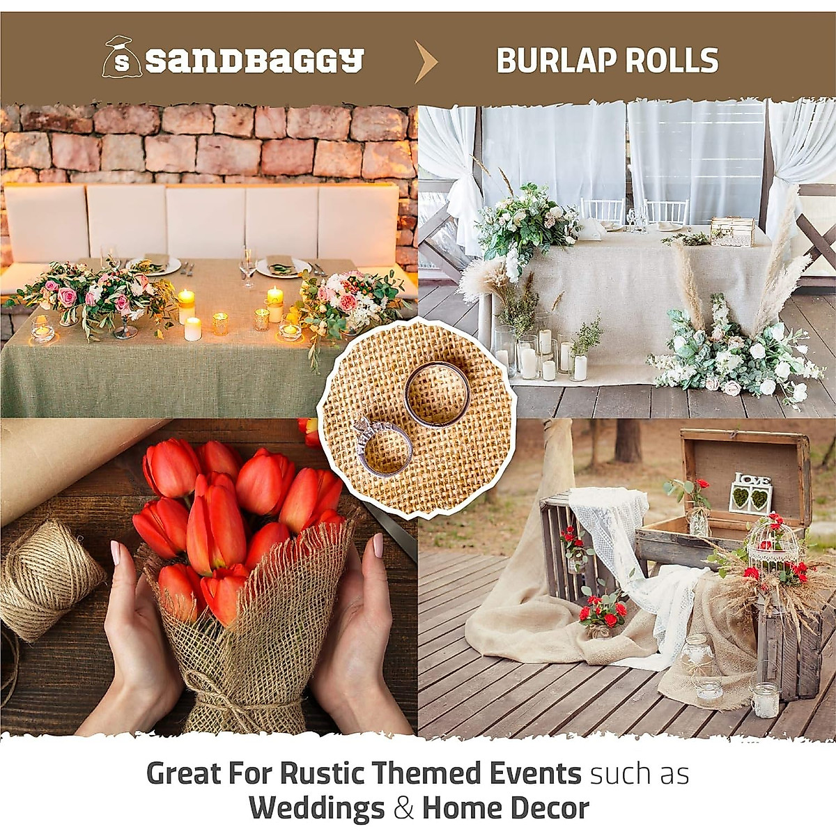 Sandbaggy Burlap Fabric Roll | 1 Roll - 40 inch Width by 300 ft Length | 30% Thicker Than Competition | Constructed from Industrial Grade Burlap Fiber | Great for Home Decor & Weddings, Plant Covers