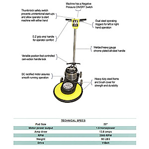 JaniLink Premium 20" High Speed Burnisher 2000 RPM Kit- pads & spray mister
