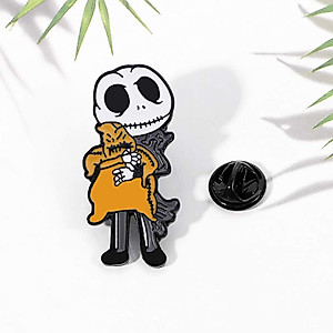 Night Before Christmas Series Enamel Pin - Creative Cute Oogie Boogie Jack and Sally Brooches Badges Gifts for Fans, Cartoon Pin for Backpack Bag Hat Collection (Jack A)