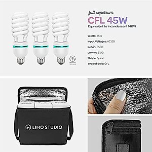 LimoStudio, 700W Output Lighting Series, LMS103, Soft Continuous Lighting Kit for White and Black Umbrella Reflector with Accessory and Carry Bag