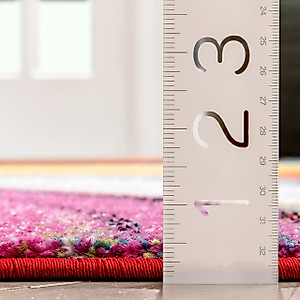 Treehouse Bohemian Patchwork Multi Pink Red Yellow Blue Orange Green Black Oriental Damask (5'3" x 7'3") Area Rug Thick Soft Plush Shed Free Easy Clean Stain Resistant