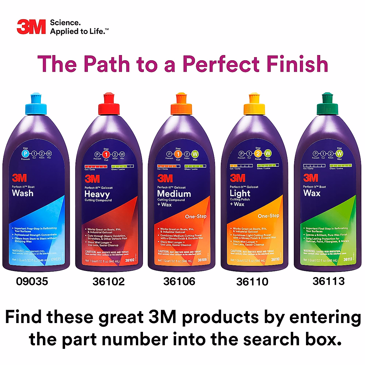 3M Perfect-It Boat Wax, 36112, 1 Pint, Contains Carnauba Wax, Protects against Weather and Oxidation, For Boats and RVs