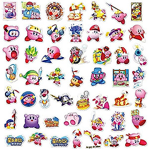100Pcs Cute Cortoon Game Kirby Stickers Cartoon Kirby Star Sticker for Water Bottle Vinyl Waterproof Stickers for Kids Teens Adults Laptop Skateboard (Kirb)
