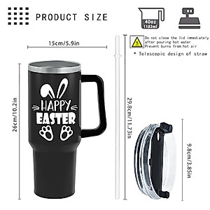 40 oz Tumbler with Handle Happy Easter Tumbler Personalized Tumblers with Lid and Straw Insulated Tumbler Stainless Steel Tumblers