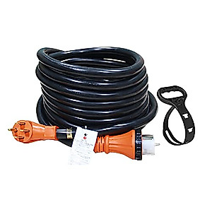 FFPS 50Ft 50 Amp Generator Extension Cord STW 6/3 + 8/1 Generator Cord 125V 250V Generator Power Cord N14-50P / SS2-50R Locking Connector for RV Camper and Generator to House, w/Center Guiding Pin