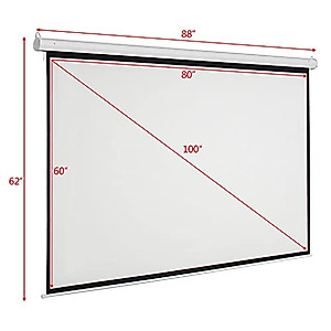 Motorized Projector Screen with Remote Control, 100 Inch 4:3 Auto-Locking Portable Projection Screen, Manual Projector Screen Pull Down for Home Theater Office Classroom TV Usage (80" W x 60" H)