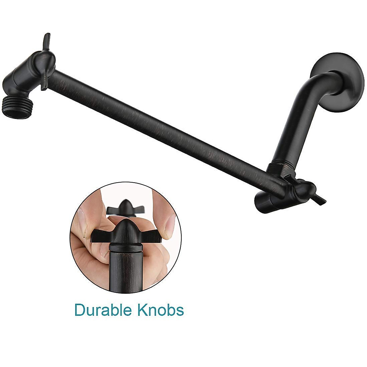 BRIGHT SHOWERS 6 Inch Brass Shower Arm Matching 10 Inch Brass Adjustable Shower Extension Arm, Oil-Rubbed Bronze