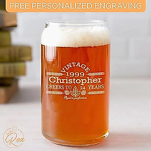 Customized Beer Can Glass-Personalized-Birthday Beer Glass-Engraved-Vintage-Cheers-Aged To Perfection-Birthday Gift-Etched Beer Glass-Barware (1)