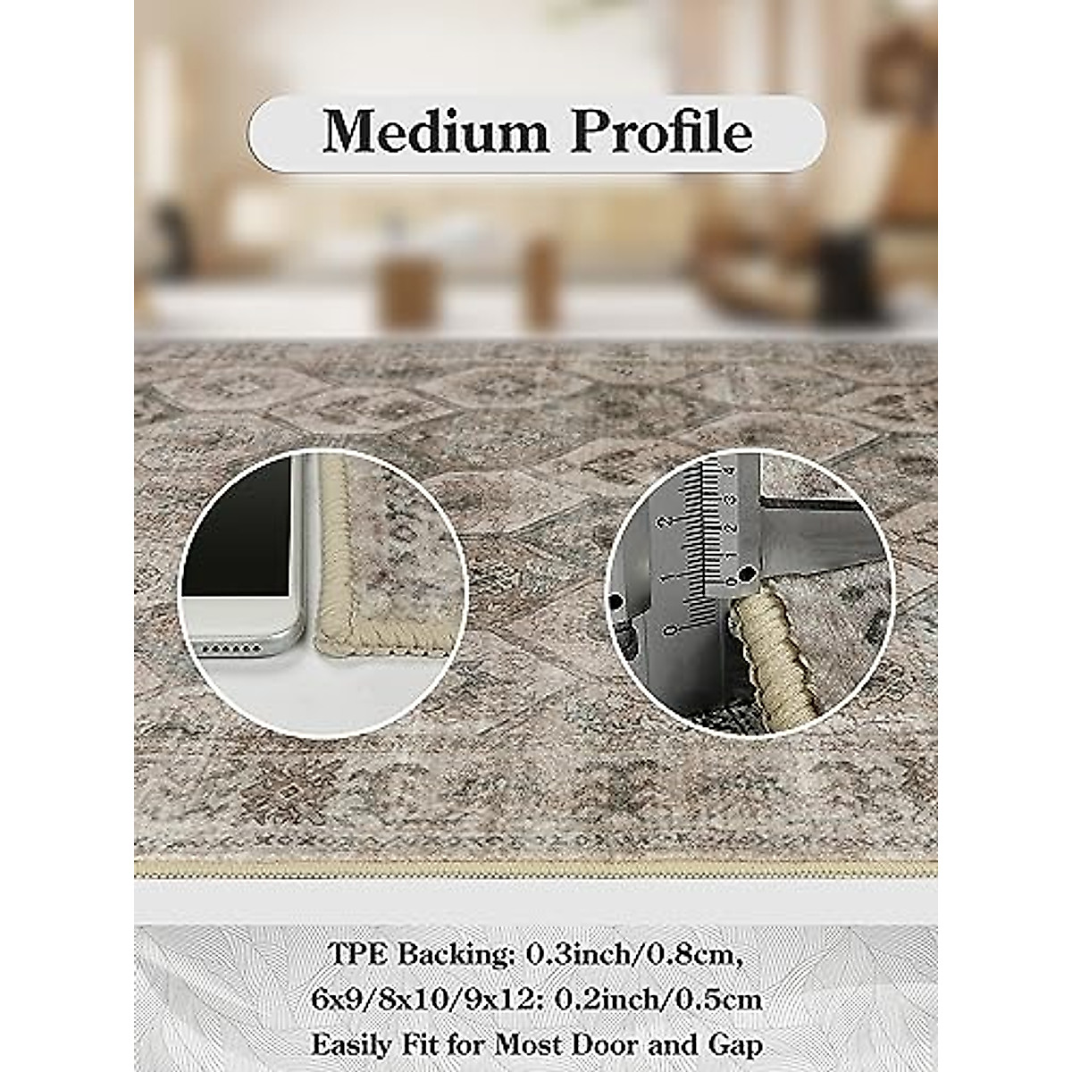 Lahome Entryway Rugs Indoor Small 3x5 Area Rug, Bathroom Rugs Non Slip Washable, Geometric Tribal Non Skid Throw Rugs with Rubber Backing for Bedroom Kitchen Living Room Front Door, Antique/Moss