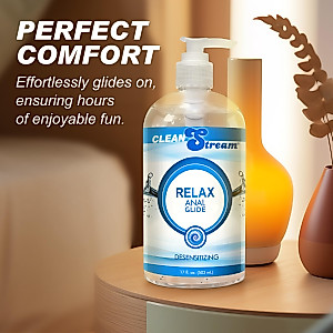 Cleanstream Relax Desensitizing Lube, Toy Safe for Men and Women, Non-Staining, Personal Lube, Non-Greasy, Condom Safe, Unscented, Clear, 17 fl oz