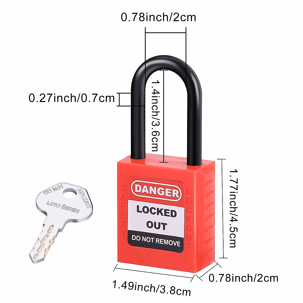 Honoson Valve Lockout and Safety Padlock Combination Oil Gas Valve Lock Natural Gas Valve for Chemical Industry, 1-2.5 inch, Red (1 Pack)