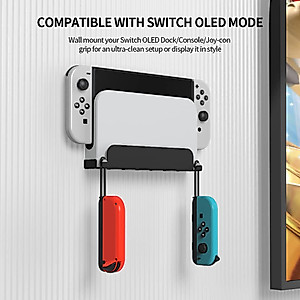 EJGAME Switch OLED Black Steel Mount,Wall Mount Bracket Compatible with Nintendo Switch and Switch OLED
