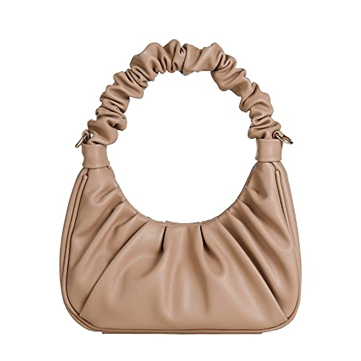 Womens Hobo Leather Top Handbag Cloud Pouch Crossbody Bag (Khaki)