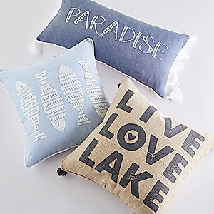 Levtex Home - Truro - Decorative Pillow (12 X 24in.) - Paradise - Dusty Blue and White