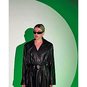 DUPER Black Sunglasses Woman- Ractangle Sunglasses for Womens, Trendy Sunglasses Men, Mob Wife Gold V Accent Sunglasses (B3)