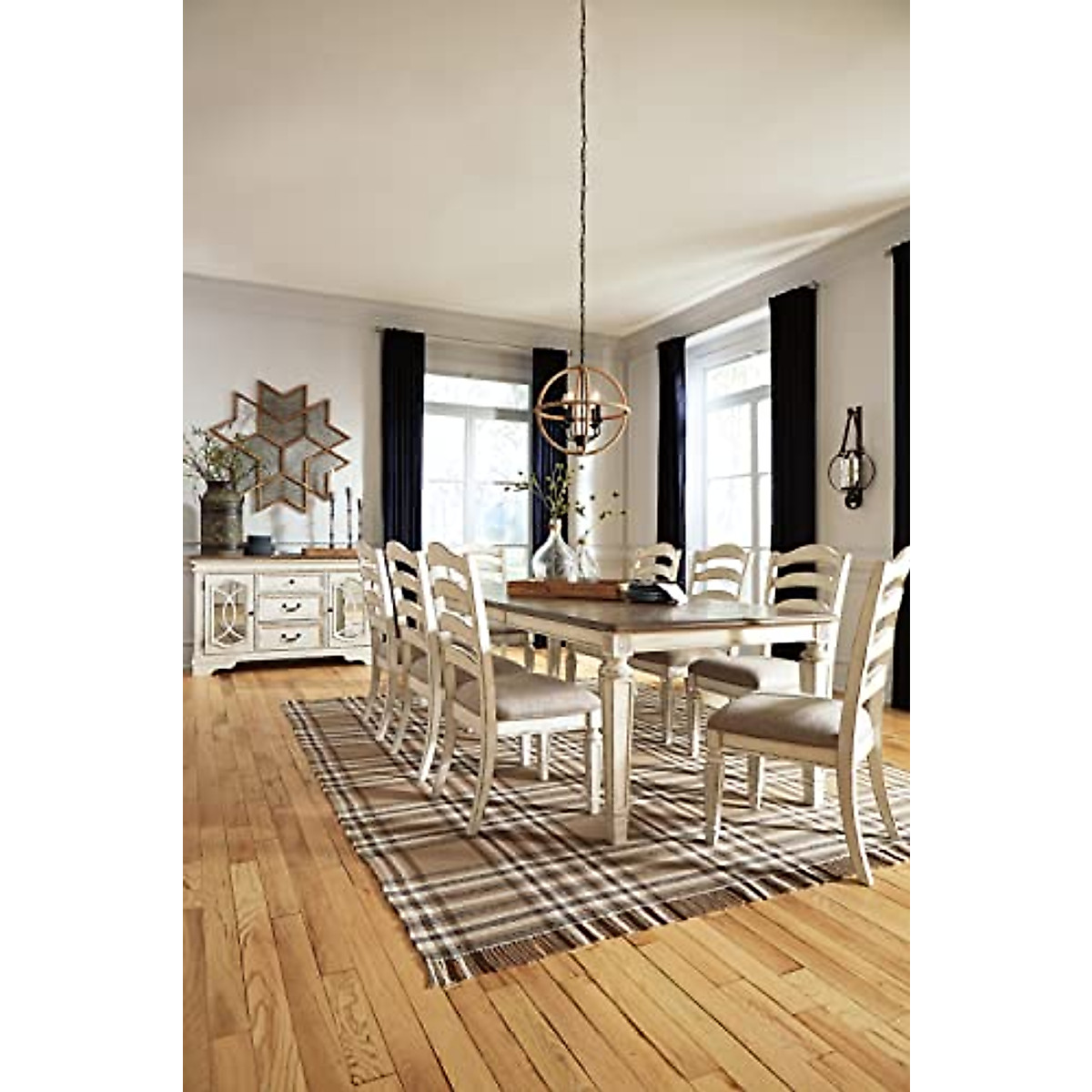 Signature Design by Ashley Realyn French Country Dining Extension Table, Seats up to 8, Chipped White