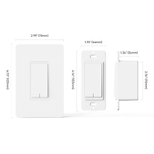 TREATLIFE 3 Way Smart Switch 4 Pack, 2.4Ghz WiFi Smart Light Switch 3 Way Switch Works with Alexa, Google Home and SmartThings, Remote Control, ETL, Schedule, Neutral Wire Required