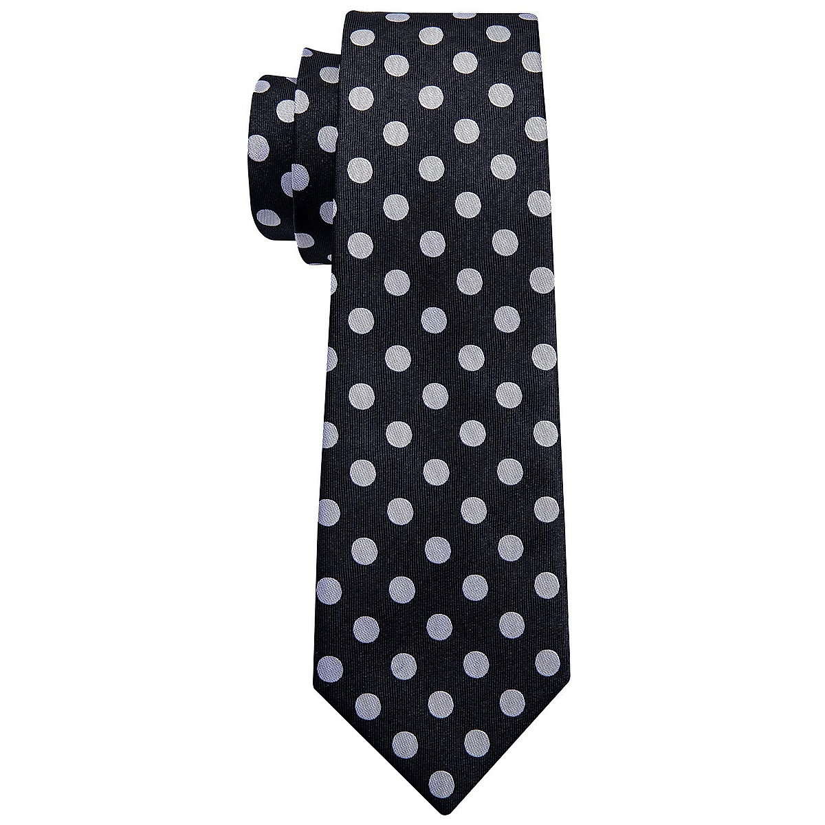 Barry.Wang Men's Fashion Polka Dot Woven Tie Set Black