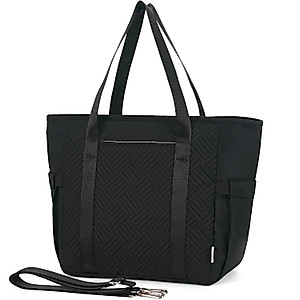 WANDF Lunch Bag for Women Leakproof Reusable Lunch Tote Bag with Wet Pocket Insulated Lunch Box for Work School Picnic Outdoor(Black)