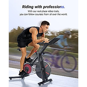 MERACH Exercise Bike, Bluetooth Stationary Bike for Home with Magnetic Resistance, Indoor Cycling Bike with 350lbs Weight Capacity, iPad Holder, TT