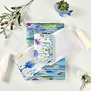 Flradish Watercolor Flowers Butterflies Towels 3 Pack Bath Towels for Bathroom Set Soft Cotton Highly Absorbent Lightweight & Quickdry Towel Set 1 Bath Towel,1 Hand Towel,1 Washclothe