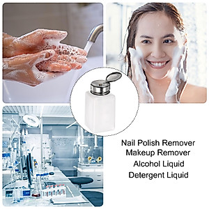 HARFINGTON Solvent Alcohol Dispensers 180ml(6oz) Push Down Liquid Dispenser Pump Bottle with Sealing Stainless Steel Lid for Acetone Cleanser Polish Remover, White