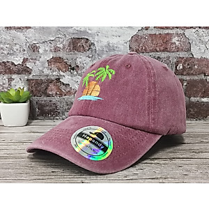 Hepandy Palm Tree Embroidered Burgundy Baseball Caps for Men Women, Outdoor Embroidery Summer Beach Trucker Hat Dad Hats
