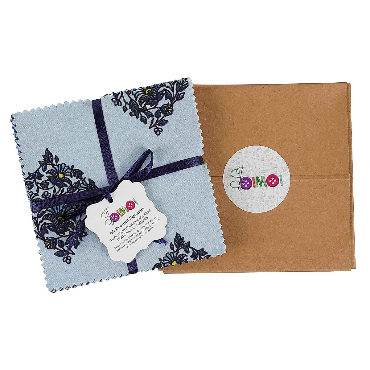 Soimoi Block Print Precut 10-inch Cotton Fabric Quilting Squares Charm Pack DIY Patchwork Sewing Craft