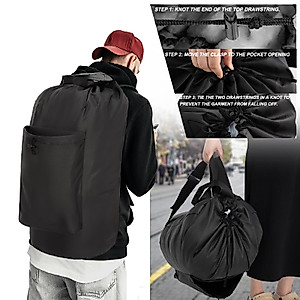 Laundry Bag Backpack, Sturdy 600D Oxford Laundry Bag Travel with Adjustable Shoulder Straps and Pocket Large Laundry Hamper Dirty Clothes Bag for College Students (Black)