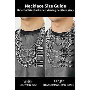 Cable Necklace Men's 7mm 28 inch Necklace 316L Stainless Steel Thick Rolo Chain