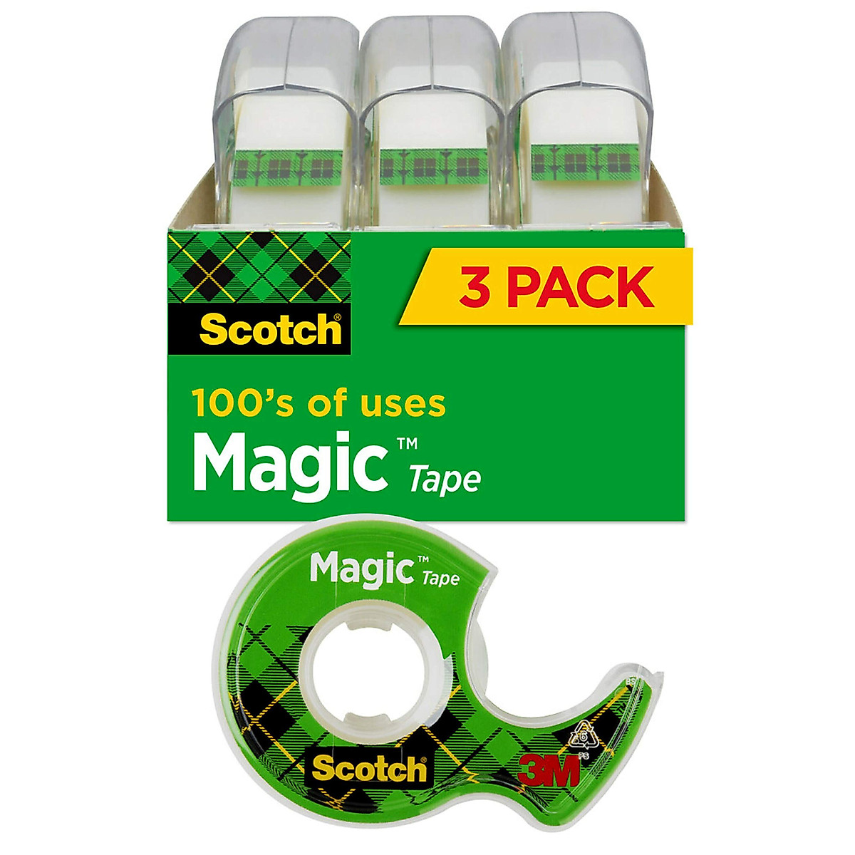 Scotch Magic Tape, 3 Rolls, Great for Gift Wrapping, Numerous Applications, Invisible, Engineered for Repairing, 3/4 x 300 Inches (3105)