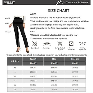 Willit 33" Women's Yoga Dress Pants Straight Leg Work Slacks Stretchy Office Casual Pants 4 Pockets Belt Loops Burgundy L