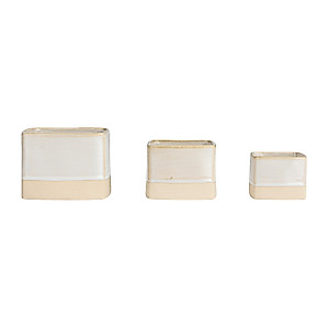 Creative Co-Op Ceramic Nesting Containers, Cream, Set of 3