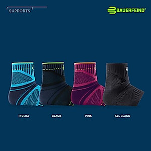 Bauerfeind Sports Ankle Support Dynamic - Ankle Compression Sleeve for Freedom of Movement - 3D AirKnit Fabric for Breathability - Premium Quality & Washable (M, Black)