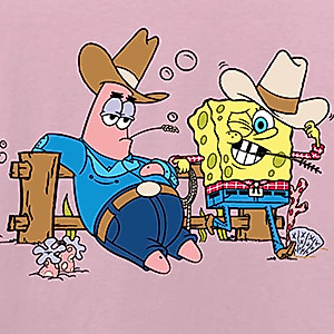 Mens Spongebob Squarepants Classic Shirt - Spongebob, Patrick & Krusty Krab T-Shirt (Light Pink Western, Large)