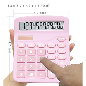 Calculators, BESTWYA 12-Digit Dual Power Handheld Desktop Calculator with Large LCD Display Big Sensitive Button (Pink, Pack of 1)
