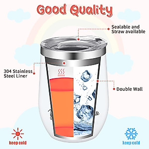 Mifoci 8 Pcs Inspirational Gifts for Women Bulk 12 oz Boho Rainbow Wine Tumbler Cups Vacuum Insulated Stainless Steel Coffee Mugs with Lids Straws Brushes Thank You Gifts for Coworkers Teacher Friend