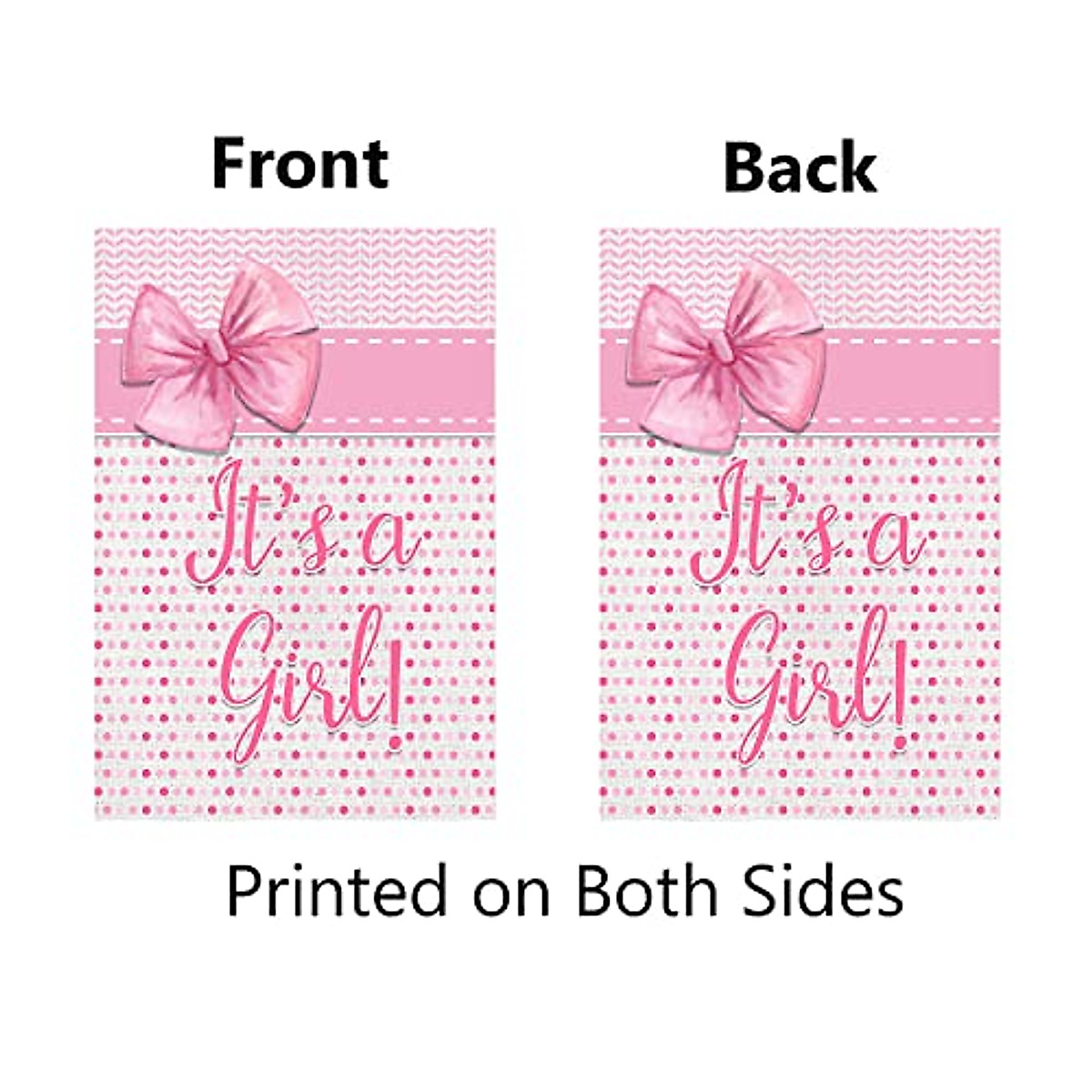 It's A Girl Garden Flag Pink Baby Shower Birth Announcement Decorations for Girl 12x18 Inch Double Sided New Baby Garden Flag Gender Reveal Party Decor Vertical Burlap Banner Outdoor Lawn Yard Sign