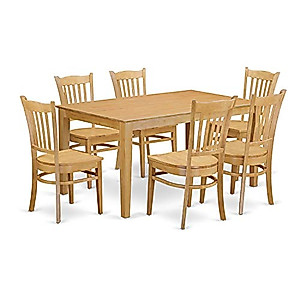East West Furniture Capri 7 Piece Kitchen Set Consist of a Rectangle Table and 6 Dining Chairs
