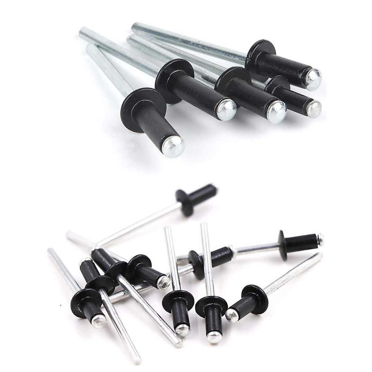 ISPINNER 100pcs 3/16" x 1" Aluminum Blind Rivets, 4.8 x 25.4mm Pop Rivets, Pack of 100 (Black)
