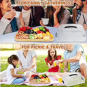 Portable Charcuterie Board with Lid for Travel, Bamboo Charcuterie Cheese Board with Cover Compartments, To Go Charcuterie Box Serving Tray Board Set with Clear Locking Lid for Party Picnic Meat Snack
