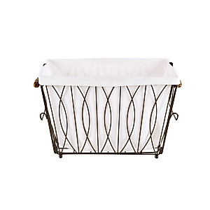 Artesa Verona Collapsible Metal Laundry Cart with Removable Basket & Canvas Bag, 20.5" L x 16.2" W x 13" H, Antique Black
