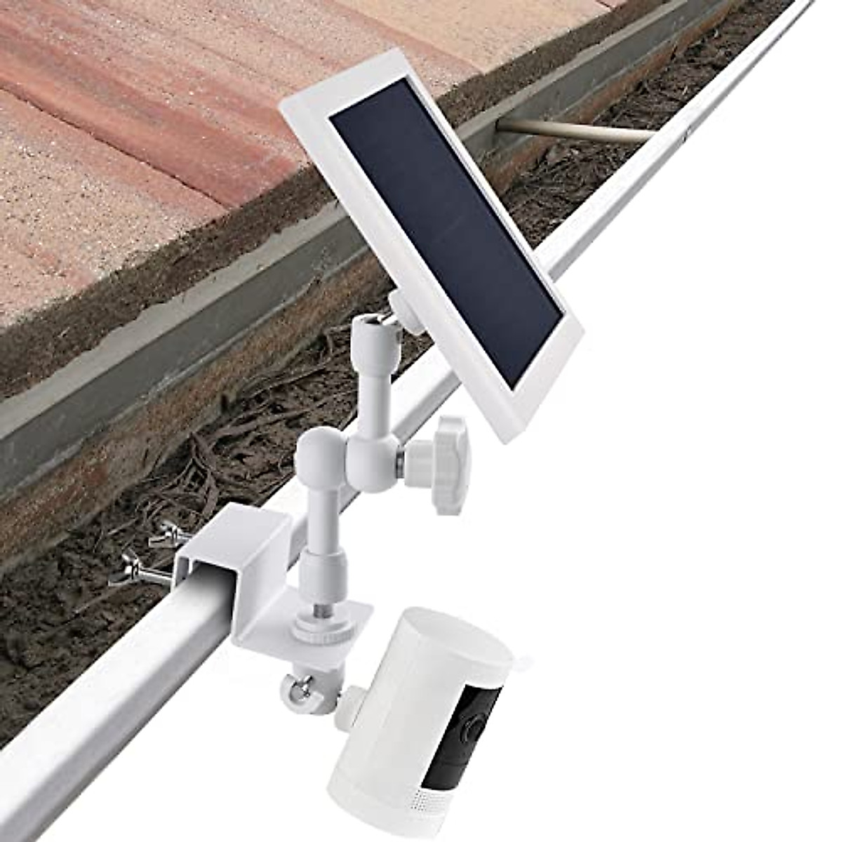 2-in-1 Gutter Mount for Ring Solar Panel, Stick Up Cam Battery, Spotlight Cam Battery and Spotlight Cam Battery Plus/Pro, Perfect Angle to Get Adequate Sunlight for Your Ring Solar Panel - White