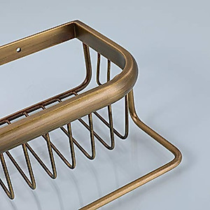 VINSNI Antique Brass Shower Shelf Bathroom Shelf Shower Organizer Basket Wall Mounted